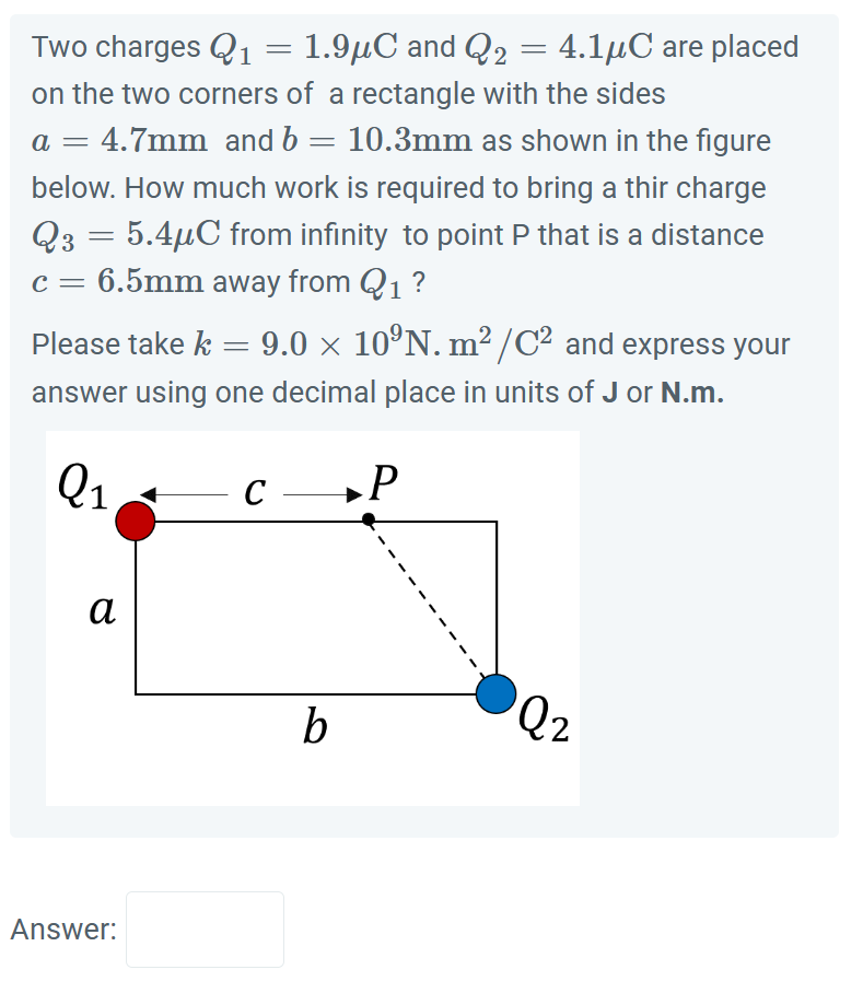 Solved Two charges Q1=1.9μC and Q2=4.1μC are placed on the | Chegg.com