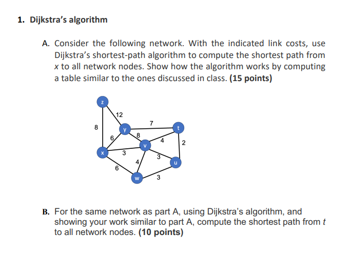 Solved A. Consider the following network. With the indicated | Chegg.com