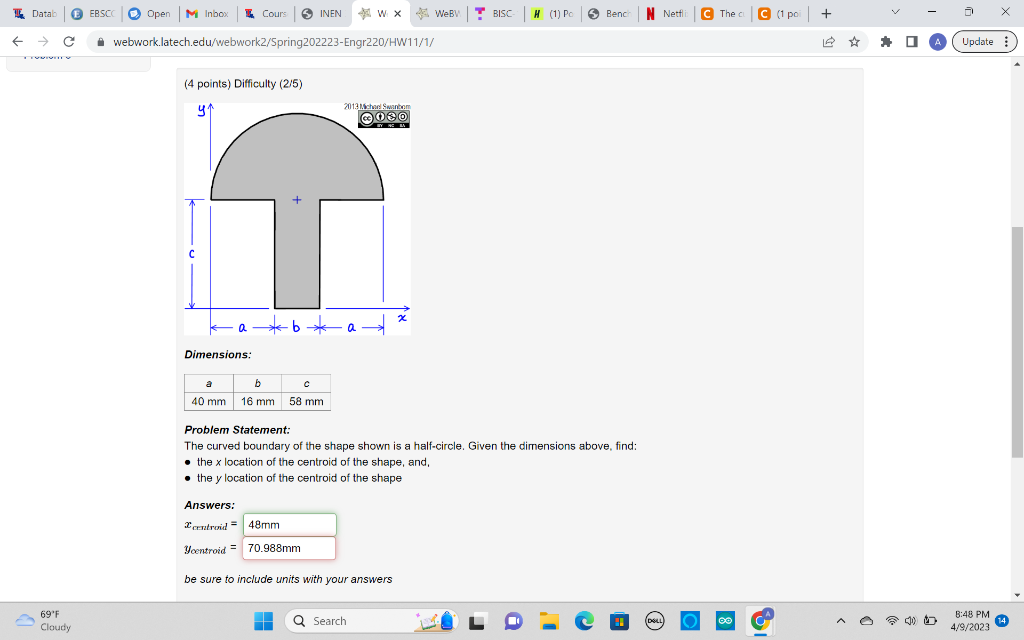 Solved (4 points) Difficulty (2/5) Dimensions: Problem | Chegg.com