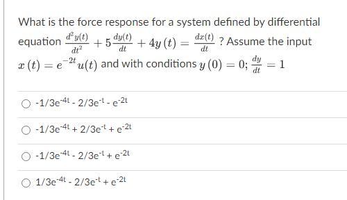Solved What is the force response for a system defined by | Chegg.com