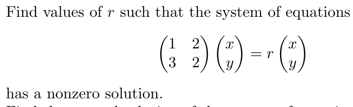 Solved Find values of r such that the system of equations | Chegg.com