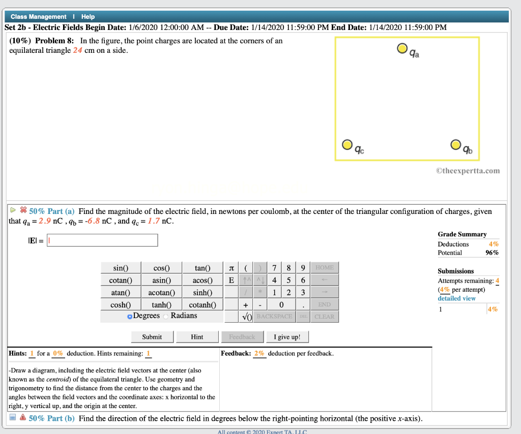 Solved Class Management | Help Set 2b - Electric Fields | Chegg.com