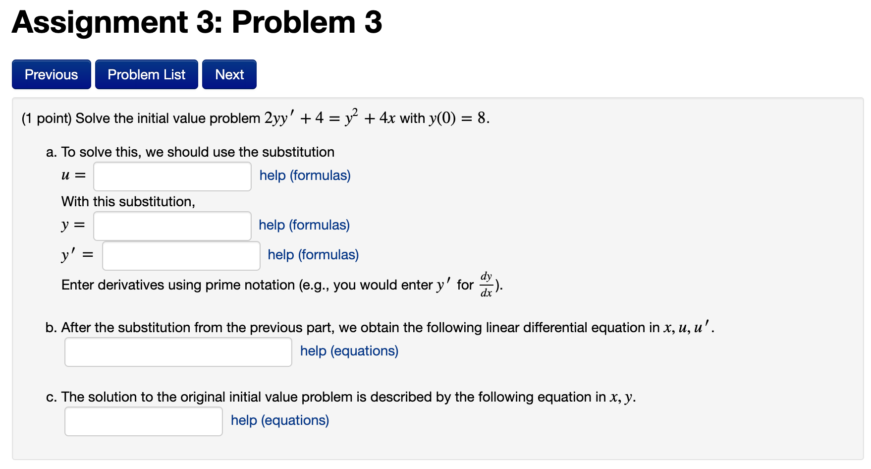 Solved Assignment 3: Problem 3 Previous Problem List Next (1 | Chegg.com