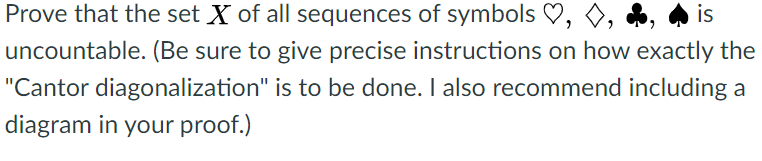 Solved Prove that the set X of all sequences of symbols ♡, | Chegg.com