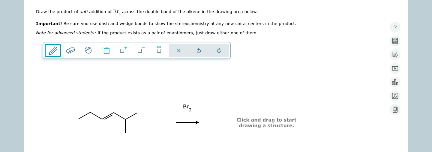 Solved Draw the product of anti addition of Br2 ﻿across the | Chegg.com