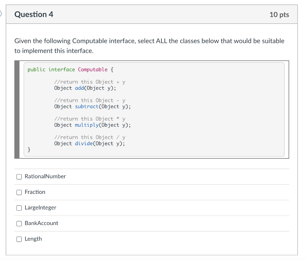 Solved Question 4 10 pts Given the following Computable | Chegg.com