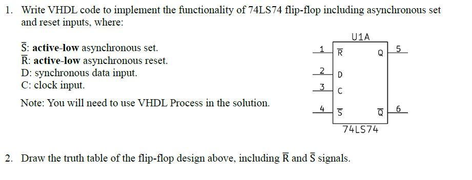 Solved lo 1. Write VHDL code to implement the functionality | Chegg.com