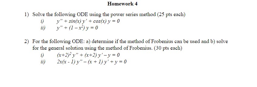 1) Solve the following ODE using the power series | Chegg.com