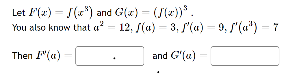 Solved Let F(x)=f(x3) and G(x)=(f(x))3. You also know that | Chegg.com