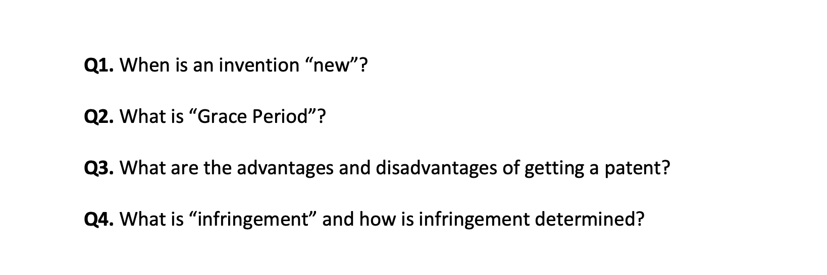 Solved Q1. When is an invention "new"? Q2. What is "Grace | Chegg.com