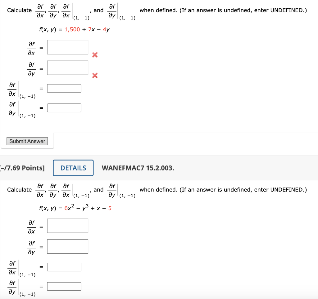 Solved ar Calculate af af af ax' ay' ax and when defined. | Chegg.com