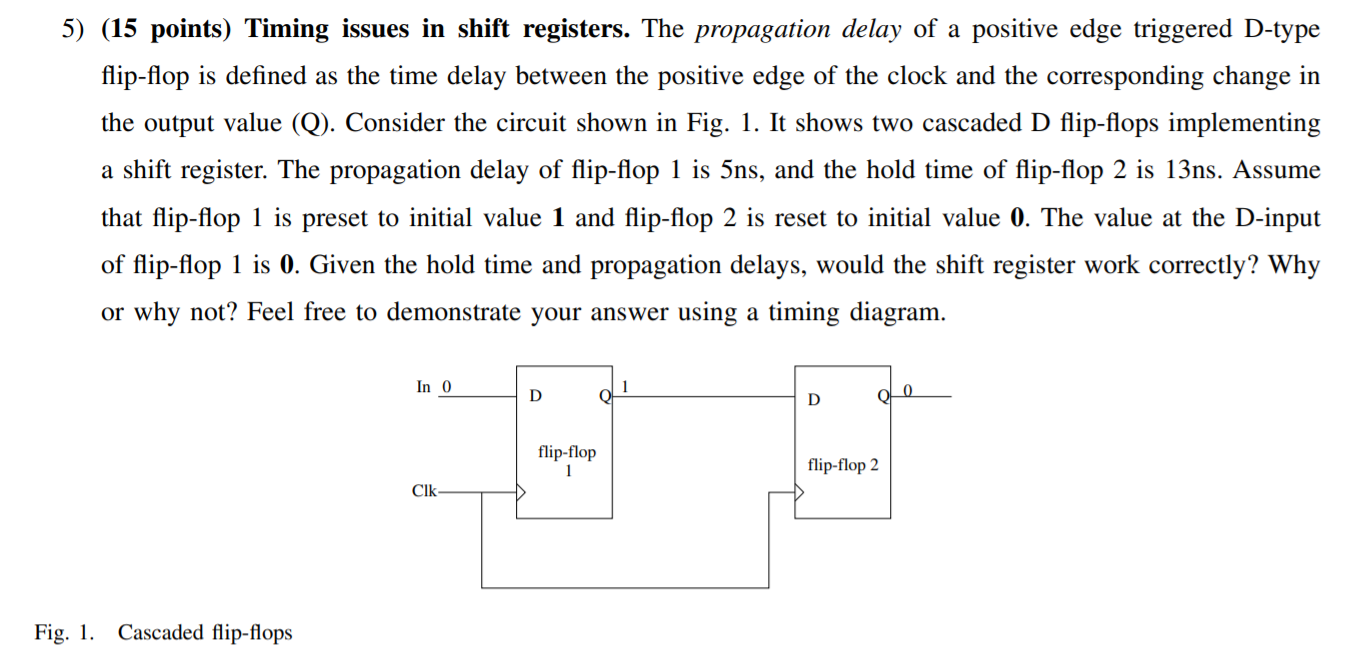 Solved 5) (15 points) Timing issues in shift registers. The | Chegg.com