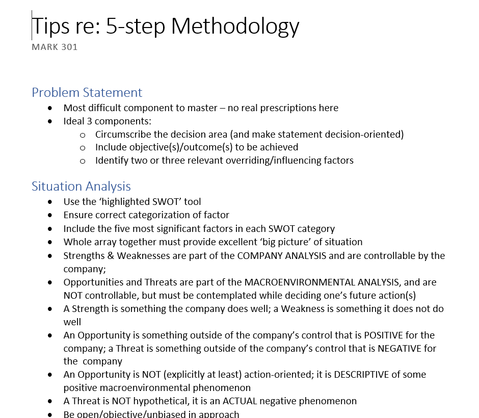 Solved 5 STEP CASE METHODOLOGY 1. PROBLEM STATEMENT 2. | Chegg.com