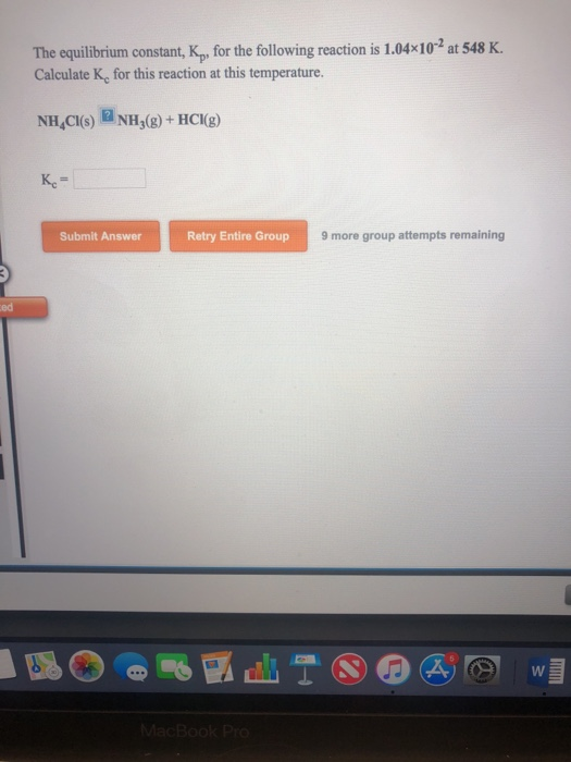 Solved The equilibrium constant, Kp, for the following | Chegg.com