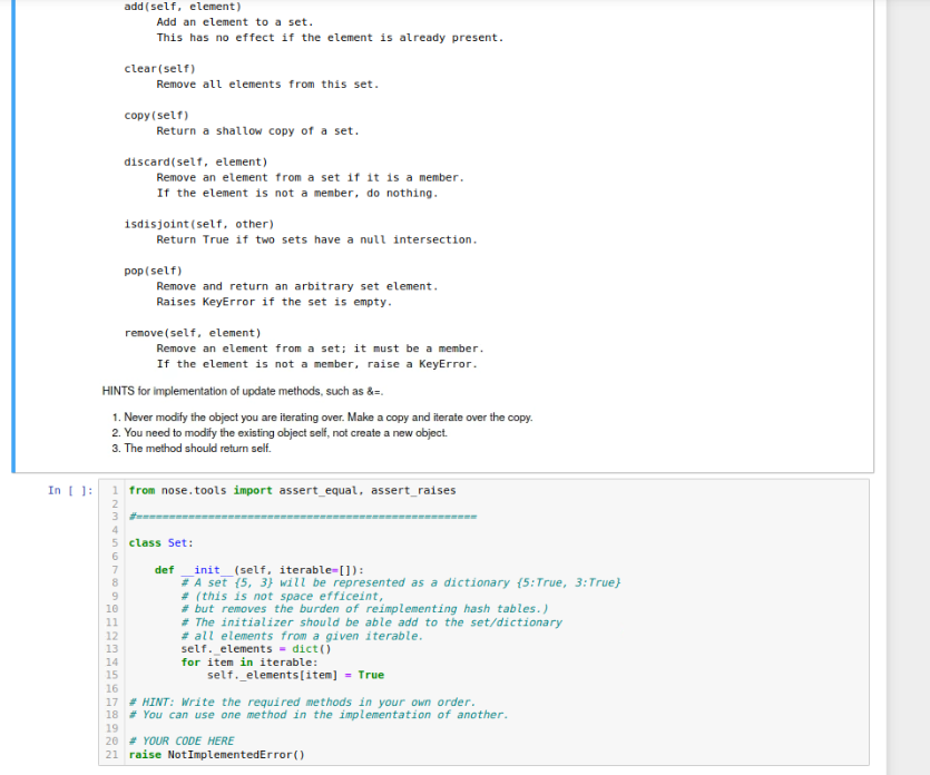 Solved class Set: def __init__(self, iterable=[]): # A | Chegg.com