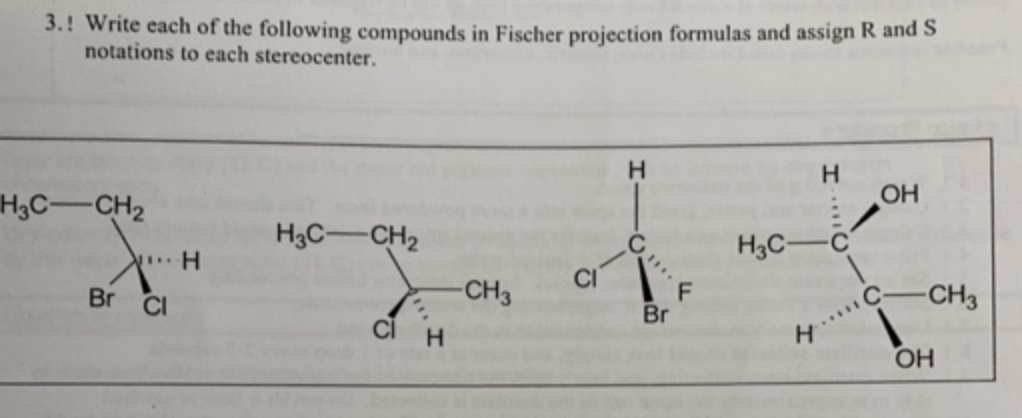 Solved 3.! Write each of the following compounds in Fischer | Chegg.com