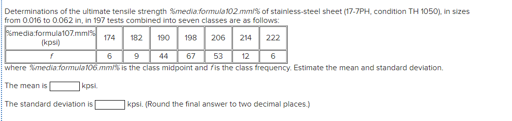 Solved Determinations of the ultimate tensile strength | Chegg.com