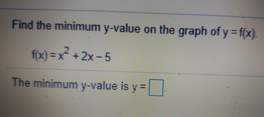 Solved Find the minimum y-value on the graph of y=f(x). | Chegg.com