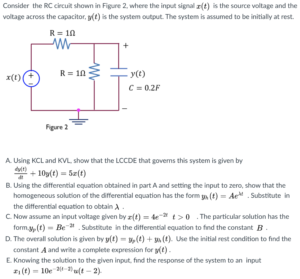 Solved Consider the RC circuit shown in Figure 2, where the | Chegg.com
