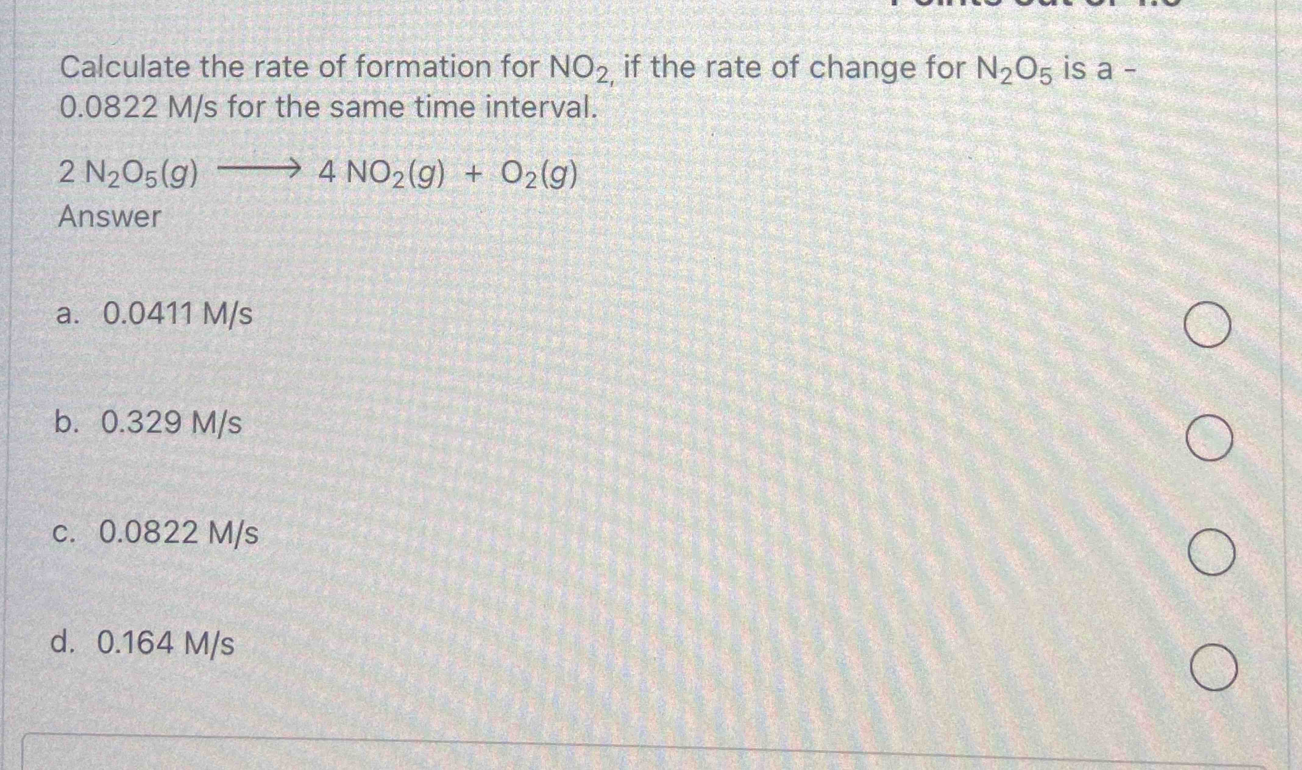 Solved Calculate the rate of formation for NO2, ﻿if the rate | Chegg.com
