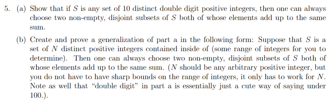Solved (a) Show that if S is any set of 10 distinct double | Chegg.com