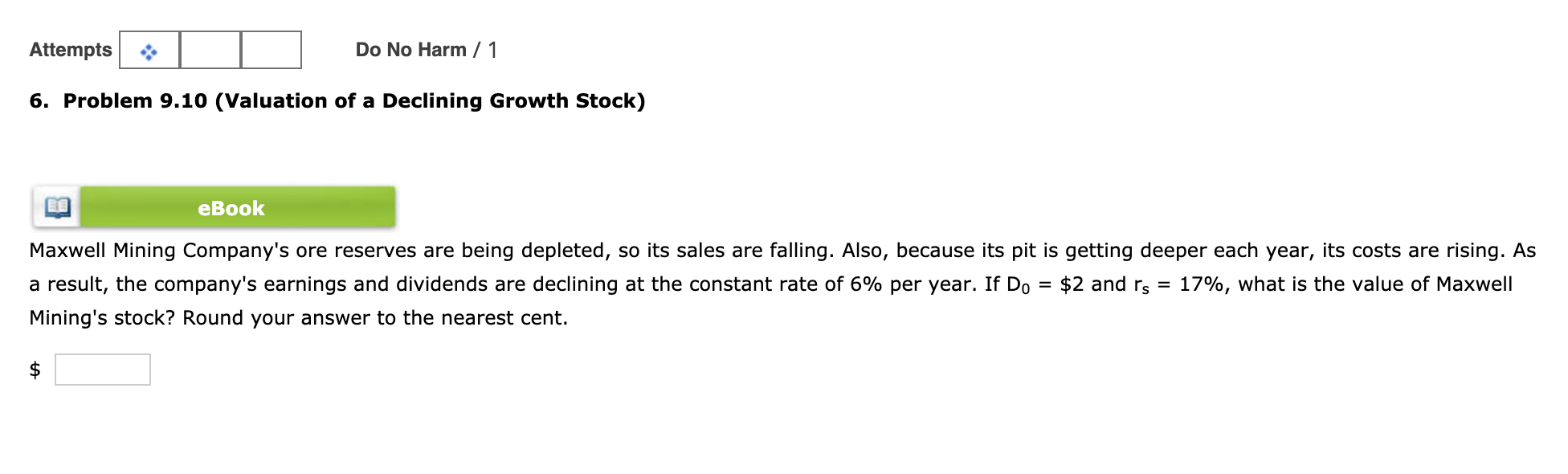 Solved Attempts Do No Harm / 1 6. Problem 9.10 (Valuation of | Chegg.com