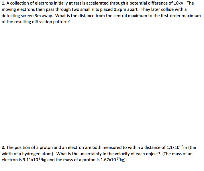 Solved 1. A collection of electrons initially at rest is | Chegg.com