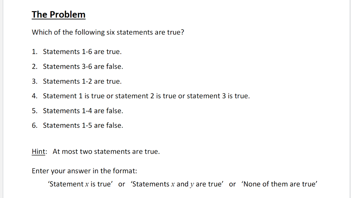 Solved logic problem and all the information that was given | Chegg.com