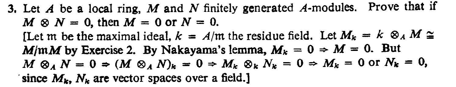 Solved 3. Let A be a local ring, M and N finitely generated | Chegg.com