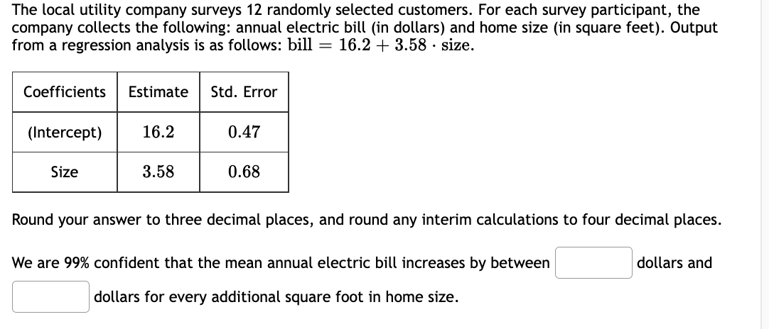 Solved The local utility company surveys 12 randomly | Chegg.com