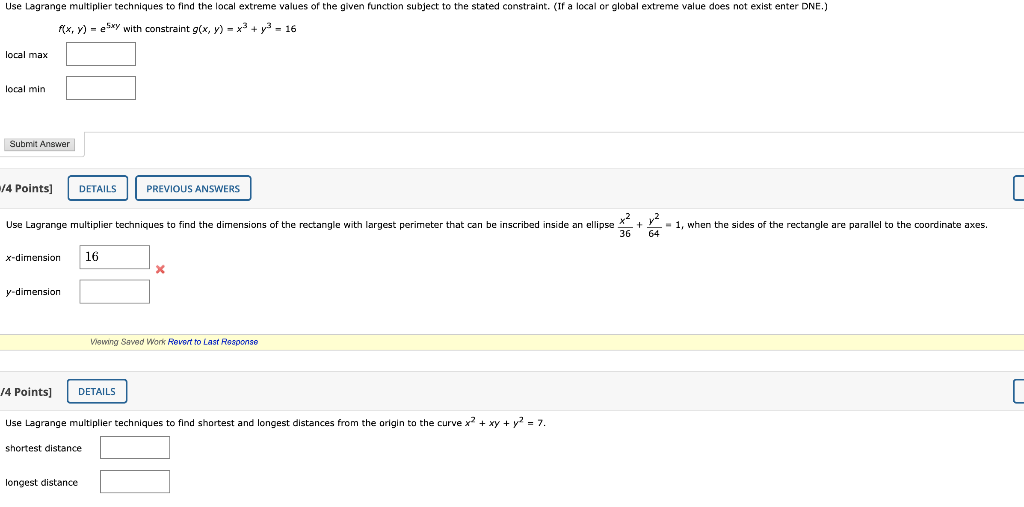 Solved Use Lagrange multiplier techniques to find the local | Chegg.com