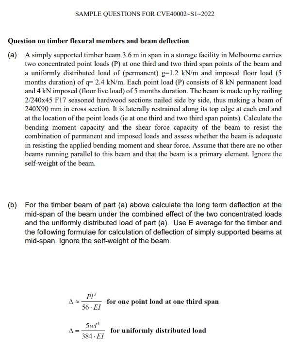 Solved SAMPLE QUESTIONS FOR CVE40002-S1-2022 Question on | Chegg.com