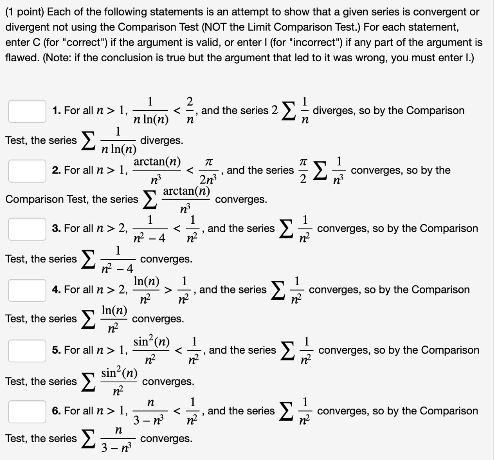 Solved (1 point) Each of the following statements is an | Chegg.com