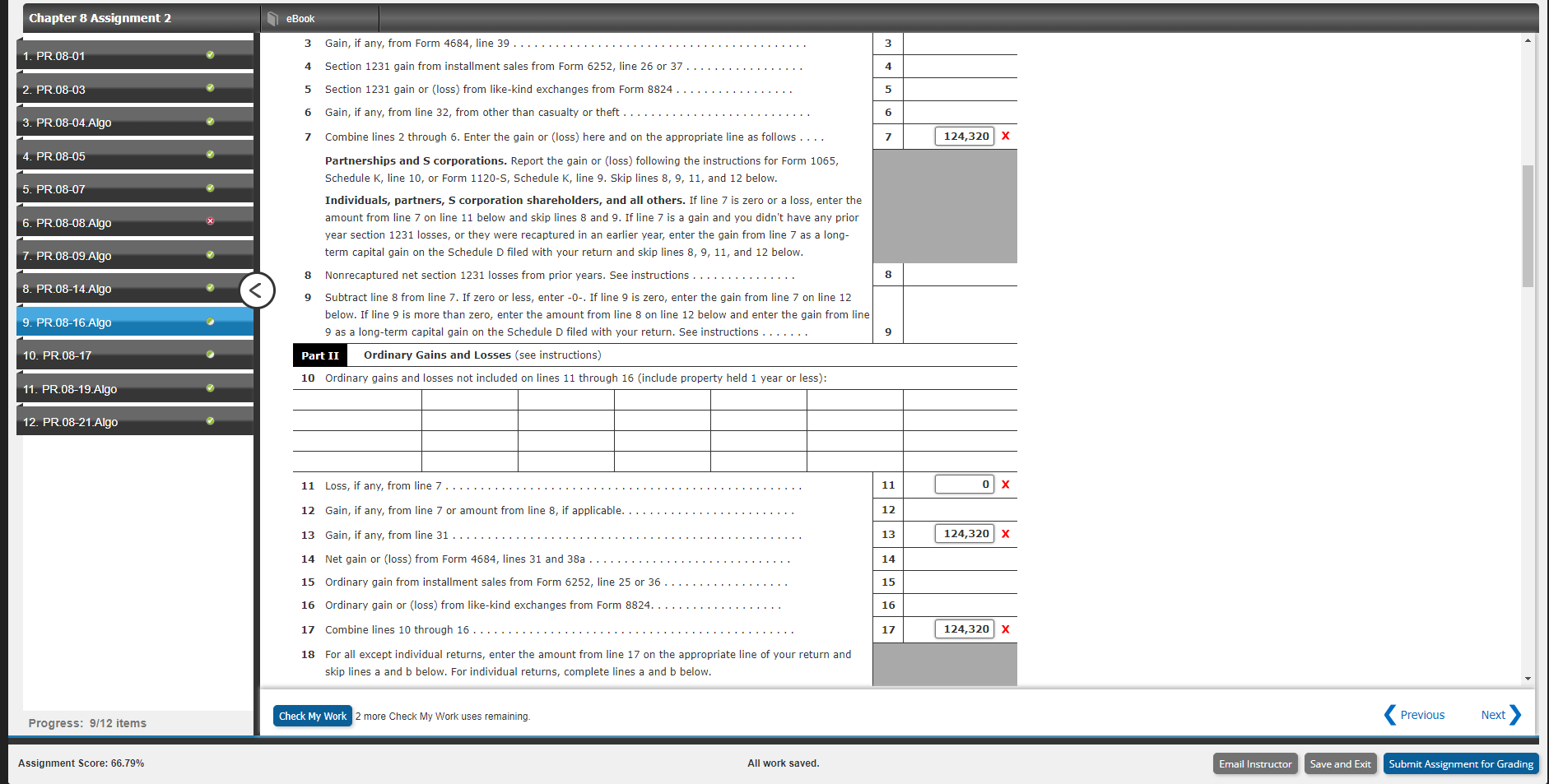 Chapter 8 Assignment 2 eBook 1. PR.08-01 Problem 8-16 | Chegg.com