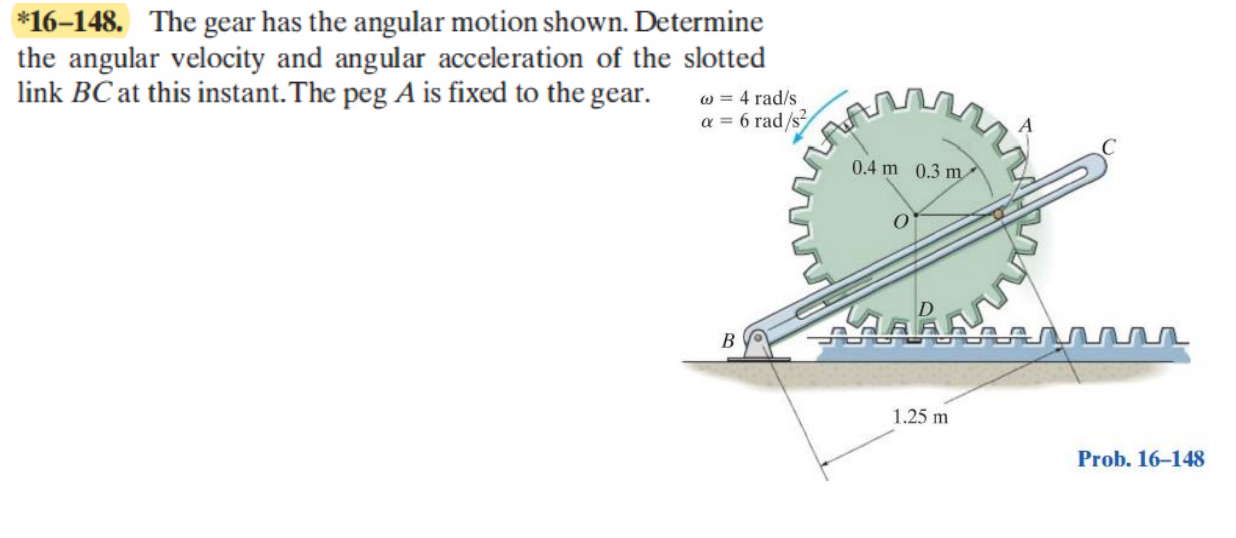 Solved *16-148. The gear has the angular motion shown. | Chegg.com