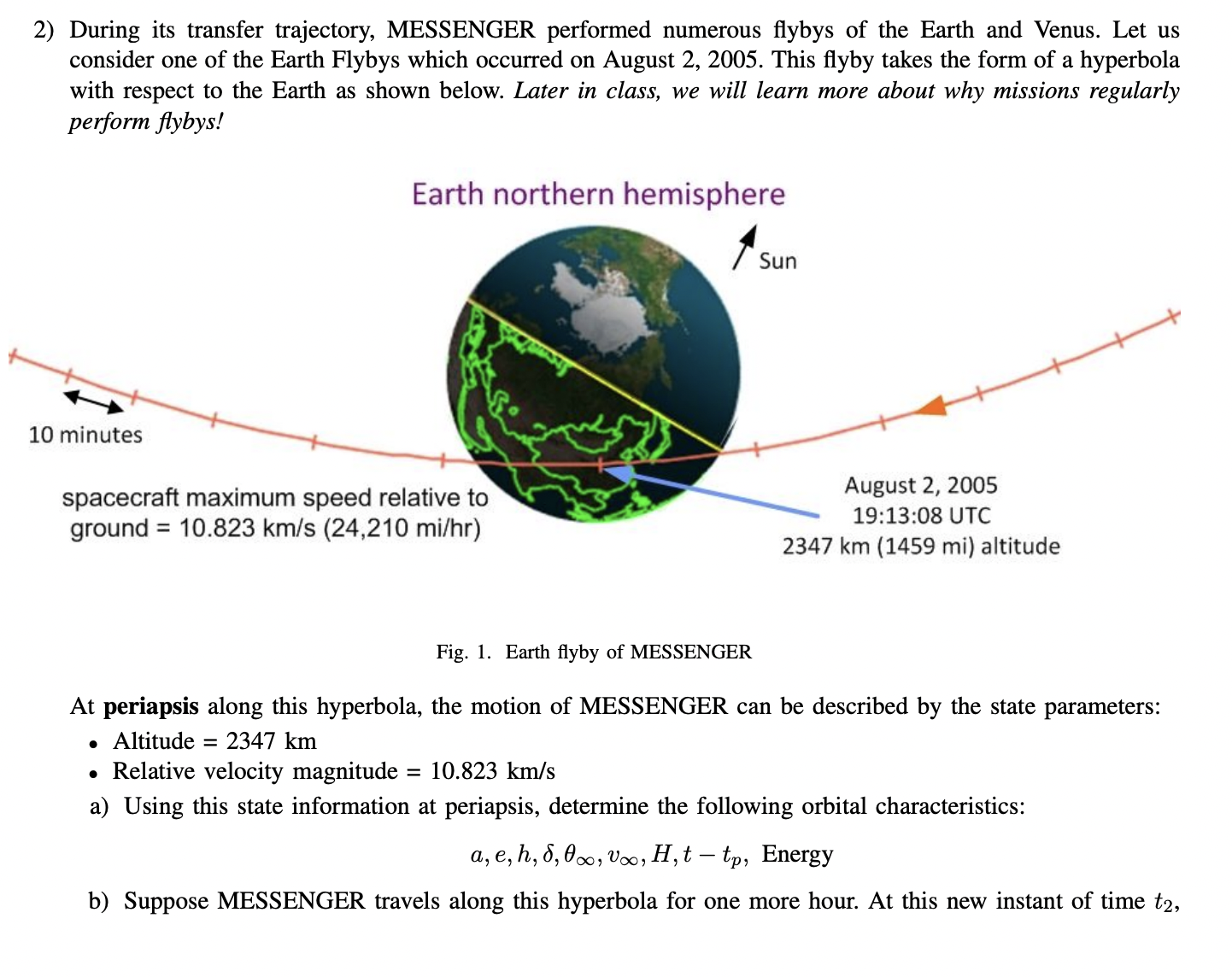 Solved 2) During its transfer trajectory, MESSENGER | Chegg.com