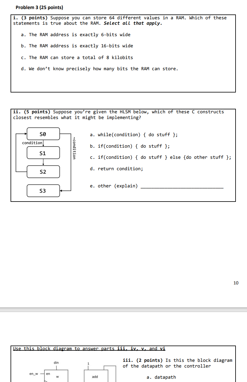 Solved Problem 3 (25 points) i. (3 points) Suppose you can | Chegg.com