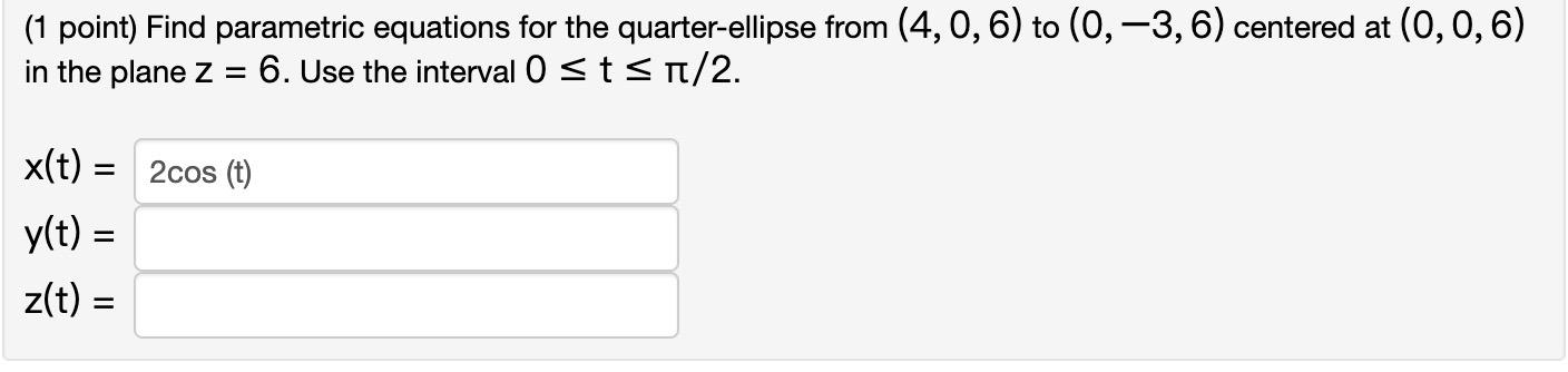 Solved (1 point) Find parametric equations for the | Chegg.com