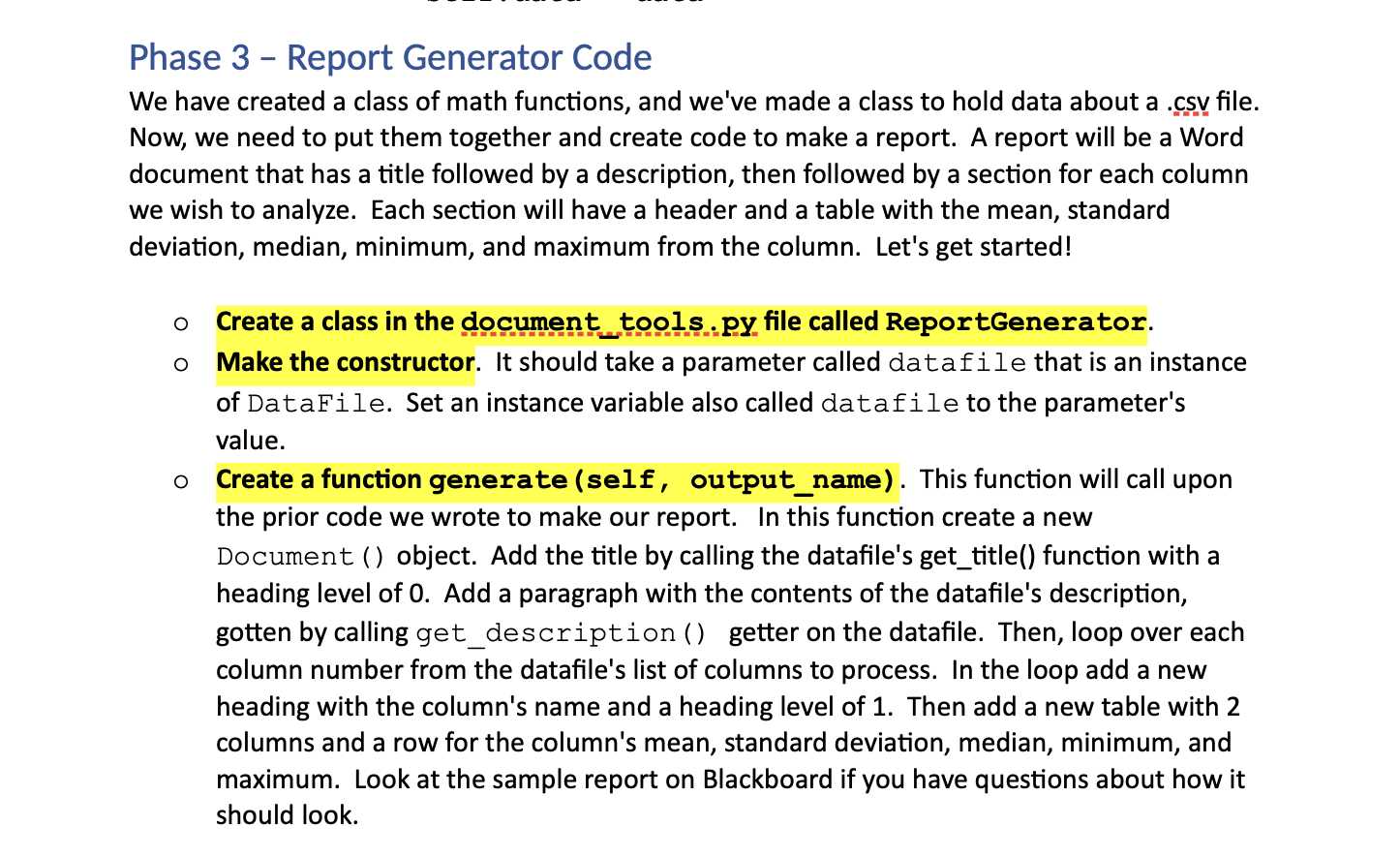 Solved import CSV from python-docx import Document import | Chegg.com