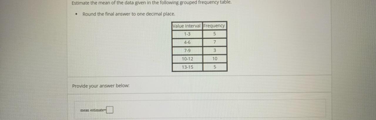 Solved Estimate the mean of the data given in the following | Chegg.com