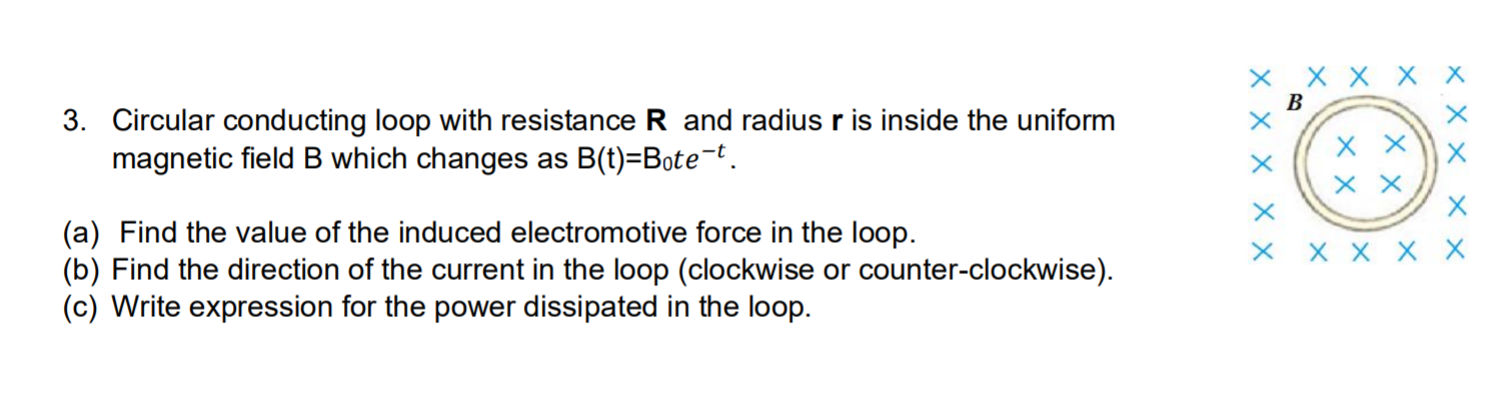 Solved x xxxx B 3. Circular conducting loop with resistance | Chegg.com