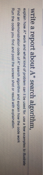 Solved write a report about A* search algorithm explain how | Chegg.com