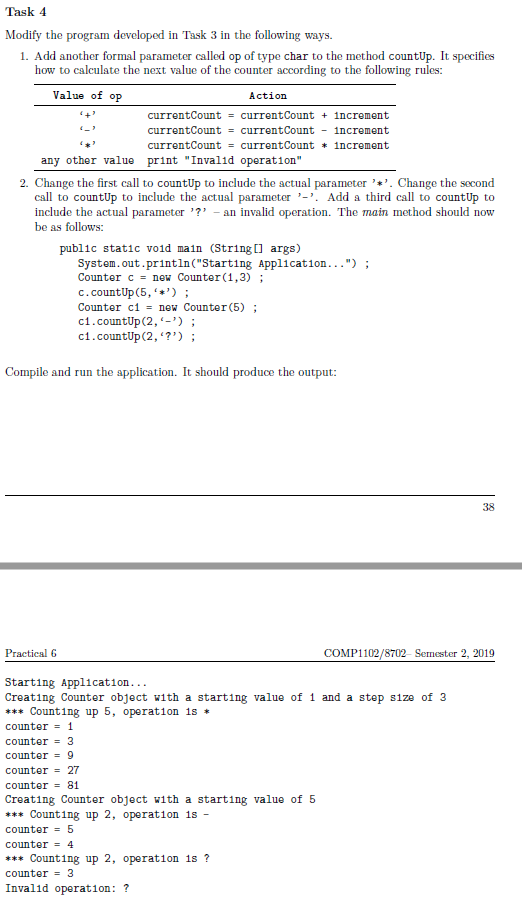 Solved Task 1 1. Counter objects can print sequences of | Chegg.com