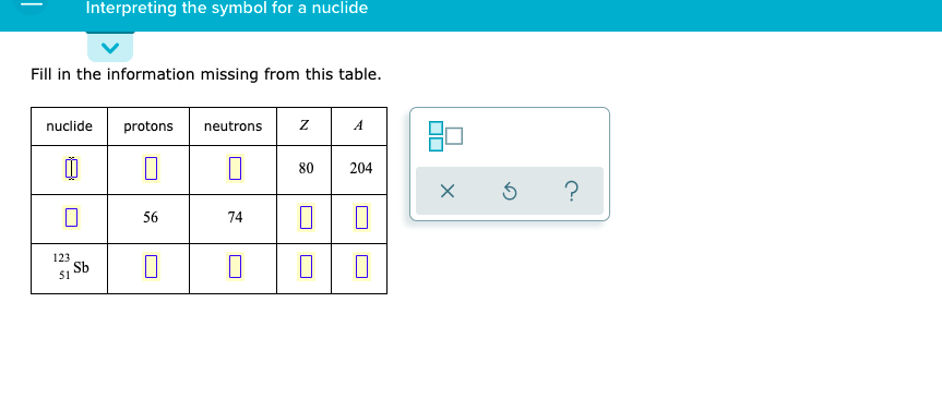 Solved Interpreting the symbol for a nuclide Fill in the | Chegg.com