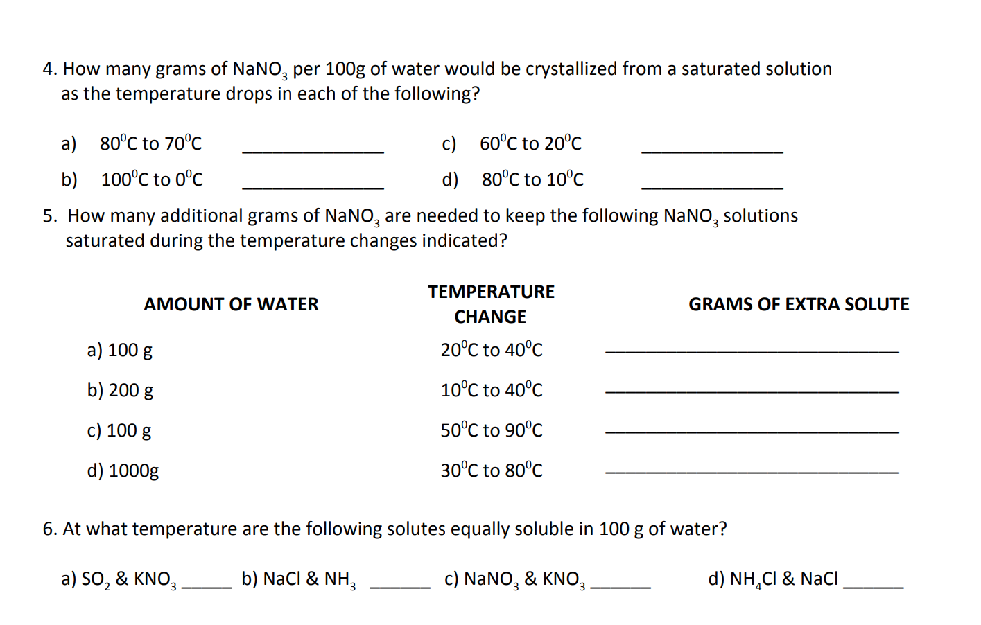 Solved / 8 (C) /24 (1) Solubility Curve Assignment Name: | Chegg.com