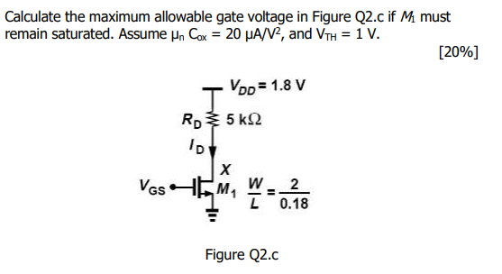 Solved Calculate the maximum allowable gate voltage in | Chegg.com