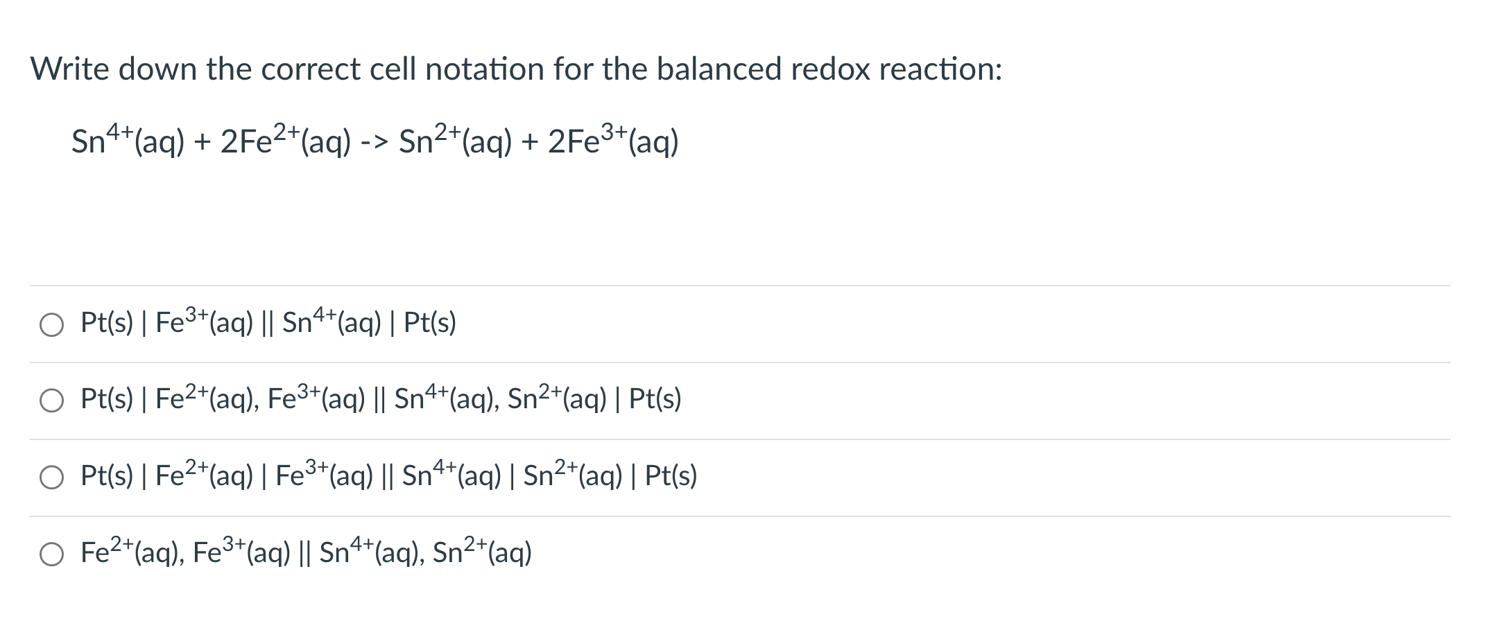 Solved Write down the correct cell notation for the balanced | Chegg.com