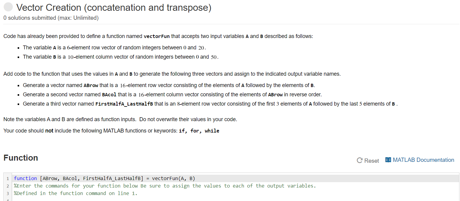 Vector Creation (concatenation and transpose) 0 | Chegg.com