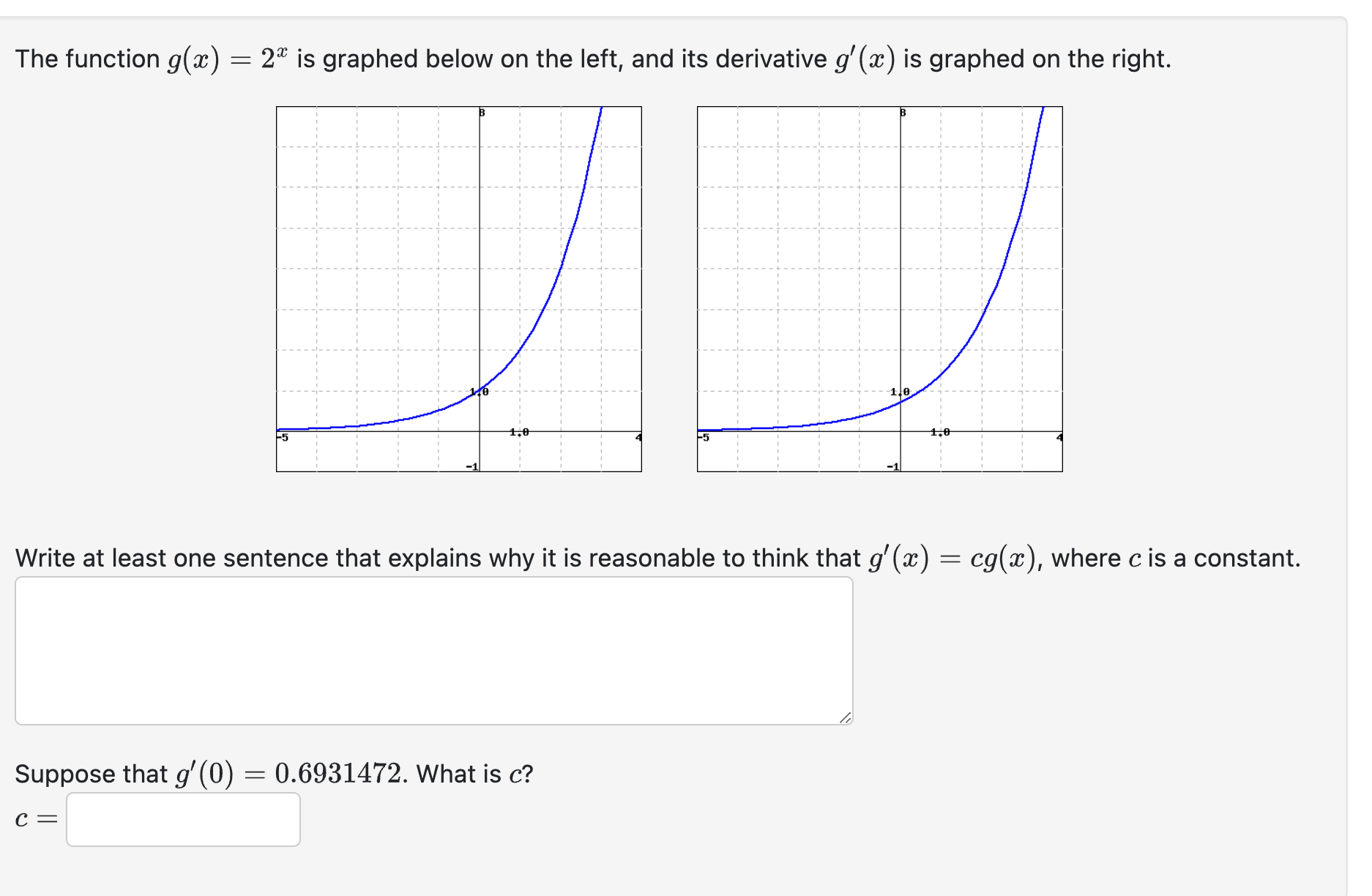 Solved The function g(x)=2x is graphed below on the left, | Chegg.com