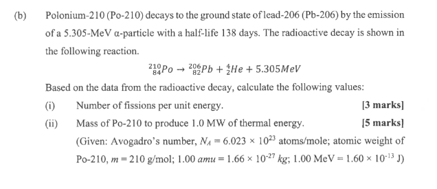 Solved Polonium-210 (Po-210) decays to the ground state of | Chegg.com